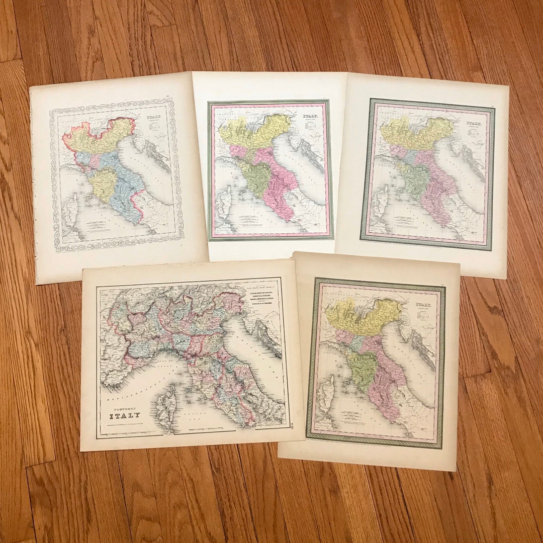 Hand-colored Antique Map of Northern Italy, Original 1840s Italy Map - Etsy
