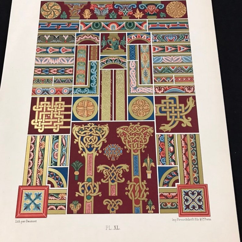 Romanesque Painted Manuscripts Original 1877 Color Lithograph - Etsy