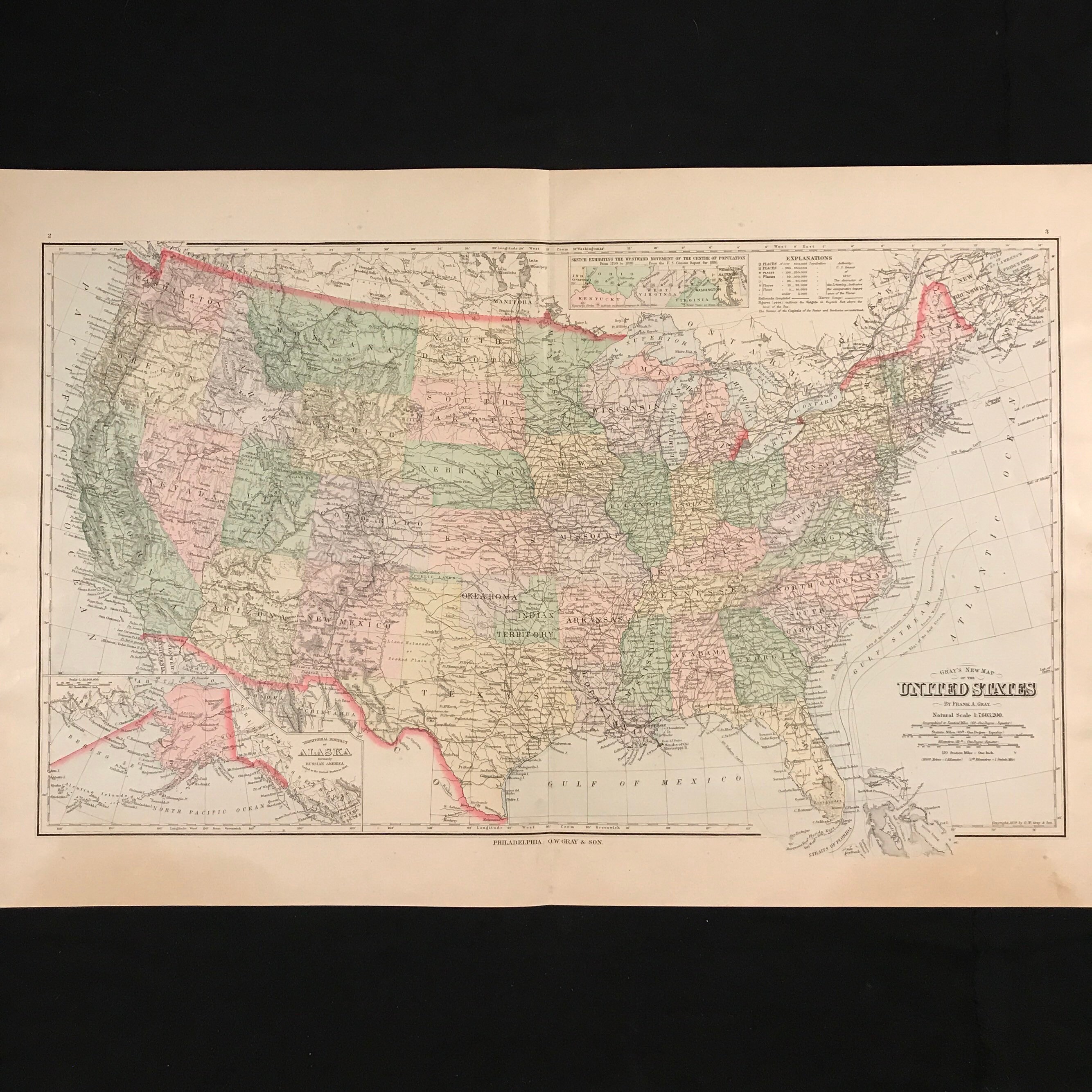 1891 Antique Map of the United States Original 19th Century | Etsy