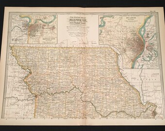 Missouri Atlas Map | Etsy