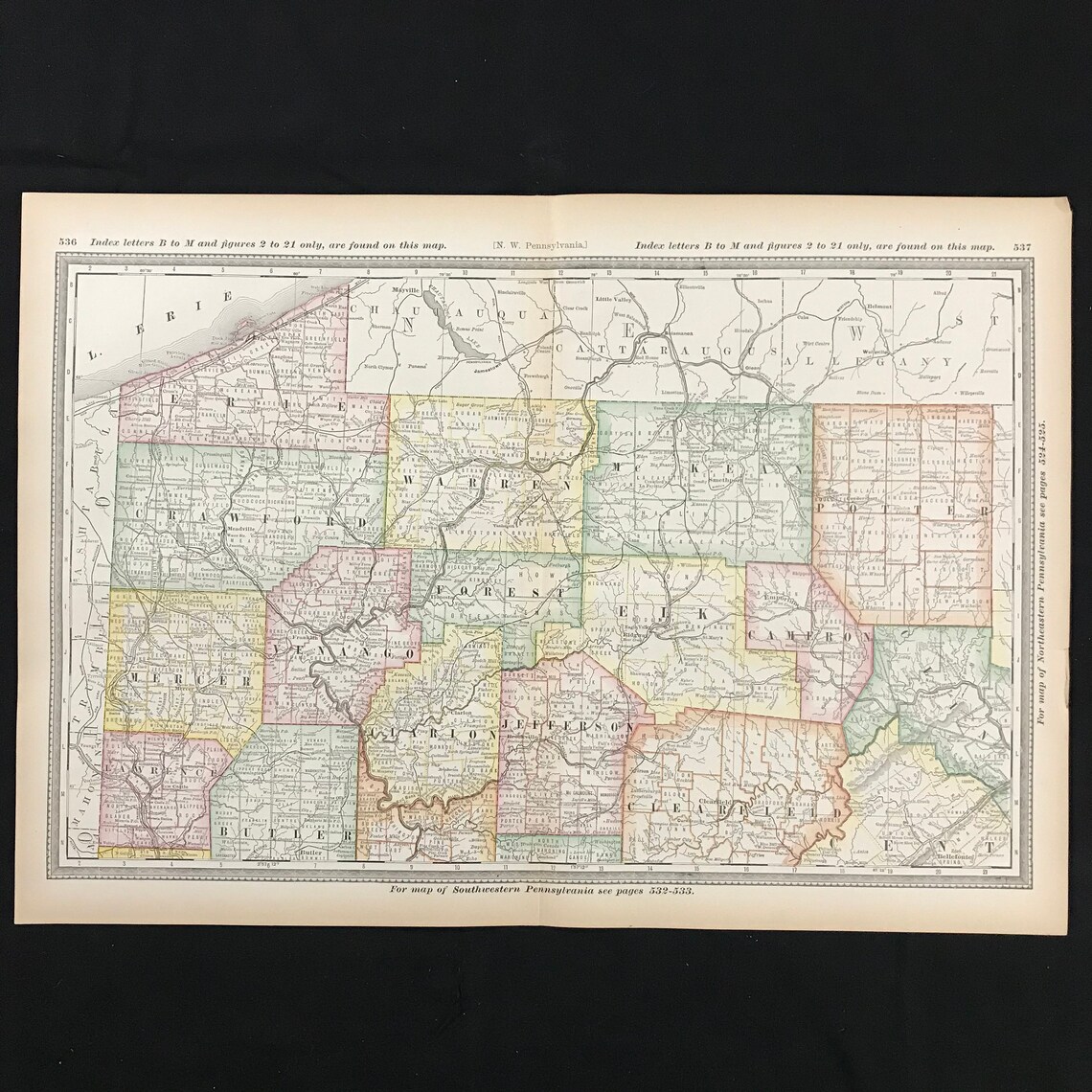Antique Map of Northwestern Pennsylvania Original 1882 Atlas - Etsy