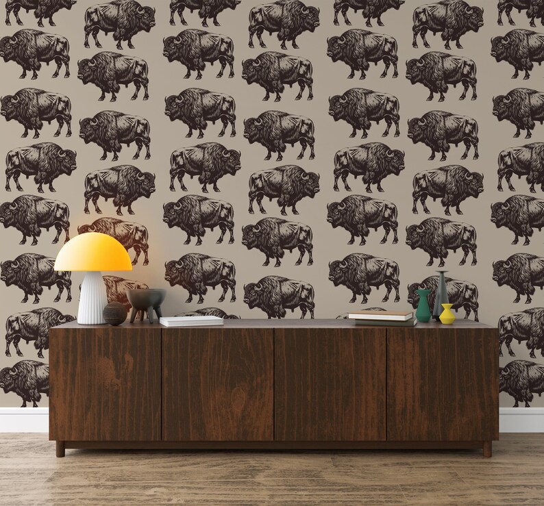 Buffalo Wallpaper, Western Wallpaper, Removable Self-adhesive Wallpaper ...