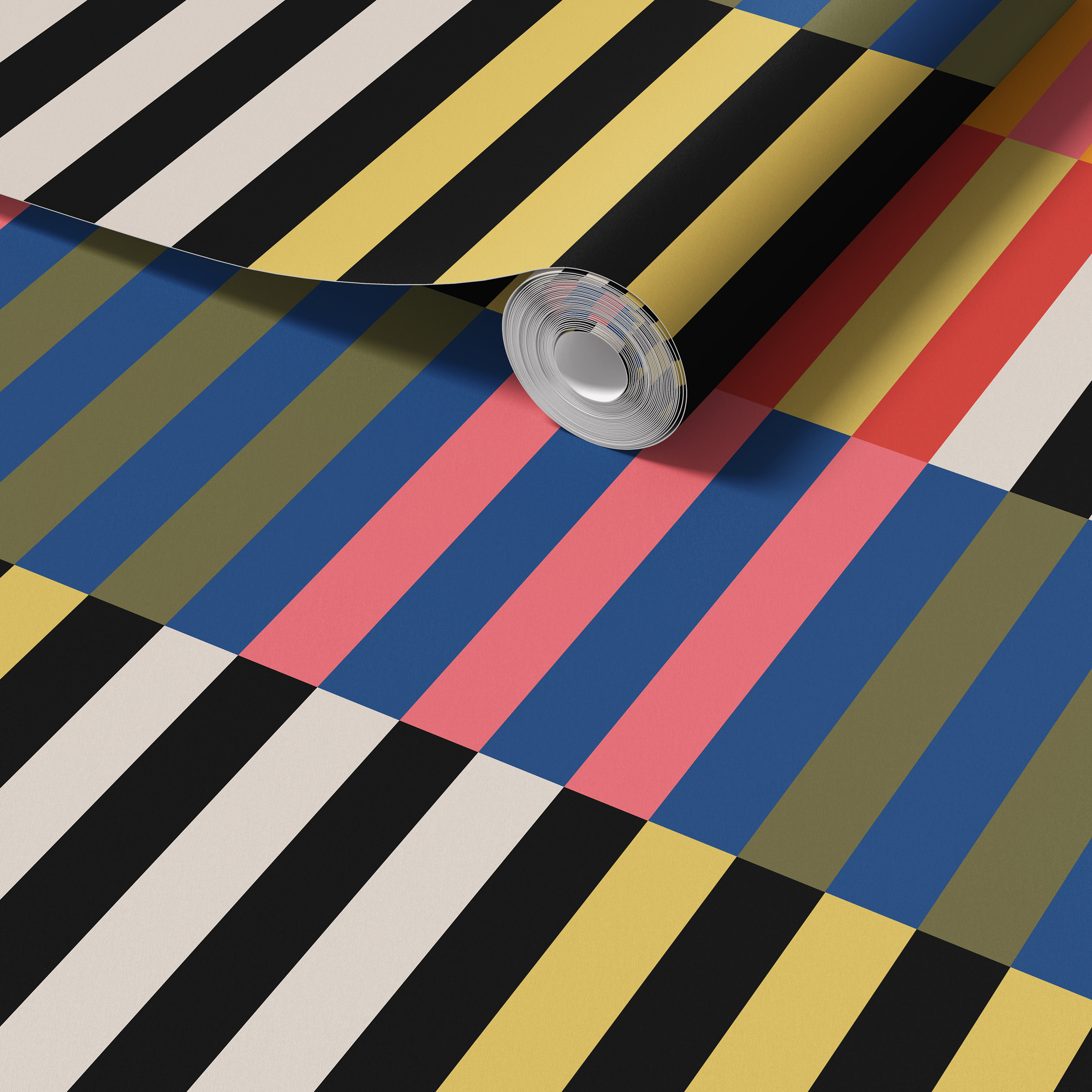 Stacked Stripes Multi-color Wallpaper, Colorful Wallpaper, Removable ...