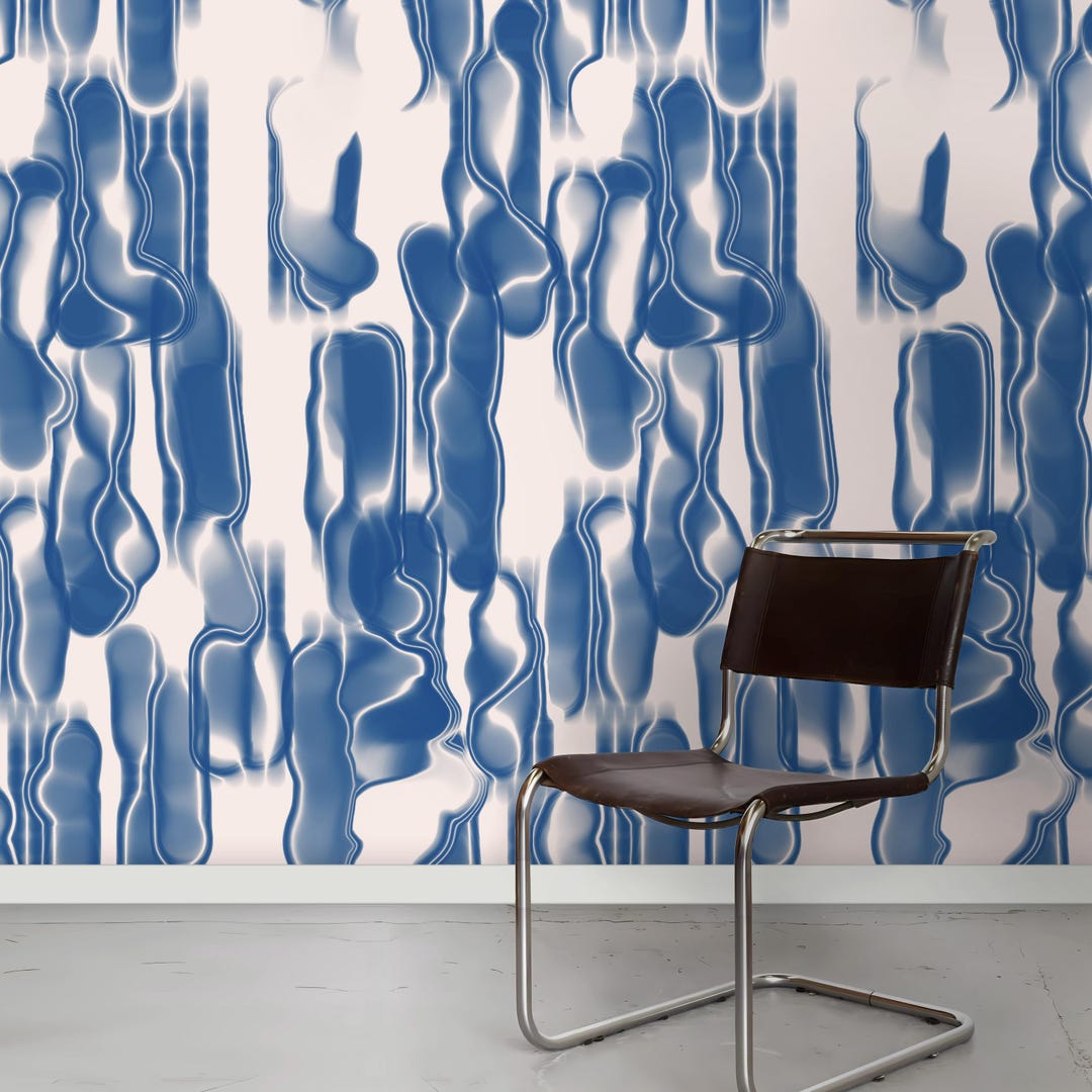 Blue Abstract Removable Wallpaper, Abstract Wallpaper, Wall Covering ...