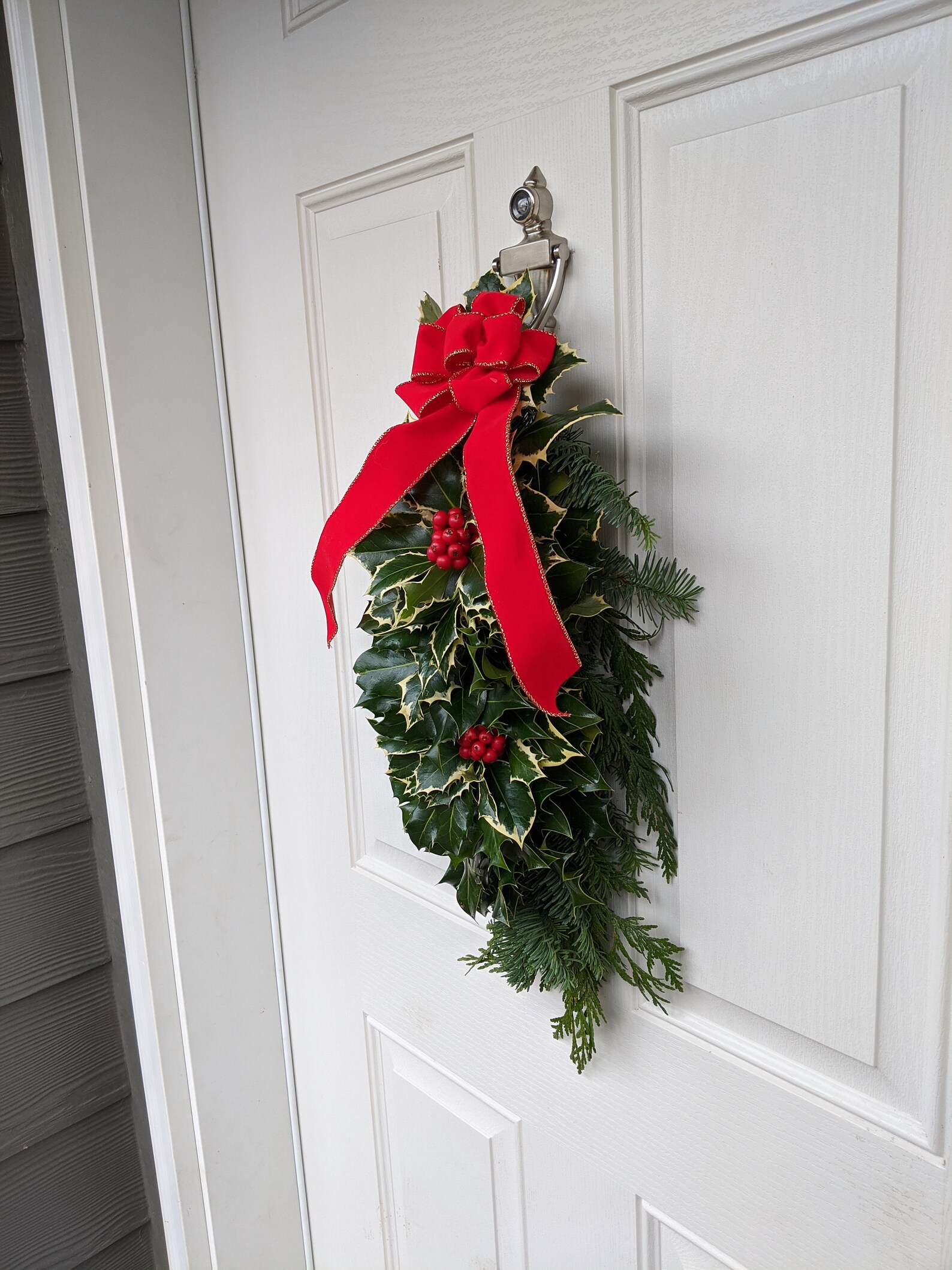 Fresh Evergreen & Holly Swag - Etsy