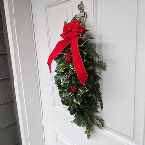 Fresh Evergreen & Holly Swag - Etsy