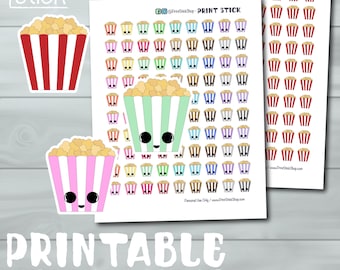 Movie Marquee Popcorn Printable Planner Stickers for Erin - Etsy