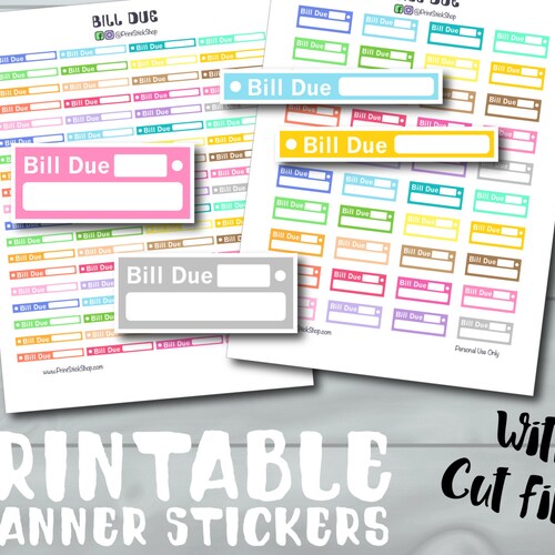 Bill Due Printable Stickers Finance Stickers Includes a - Etsy