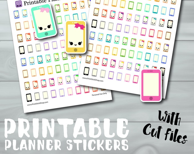 Kawaii Phone Planner Stickers PRINTABLE iPhone Planner Stickers Perfect ...
