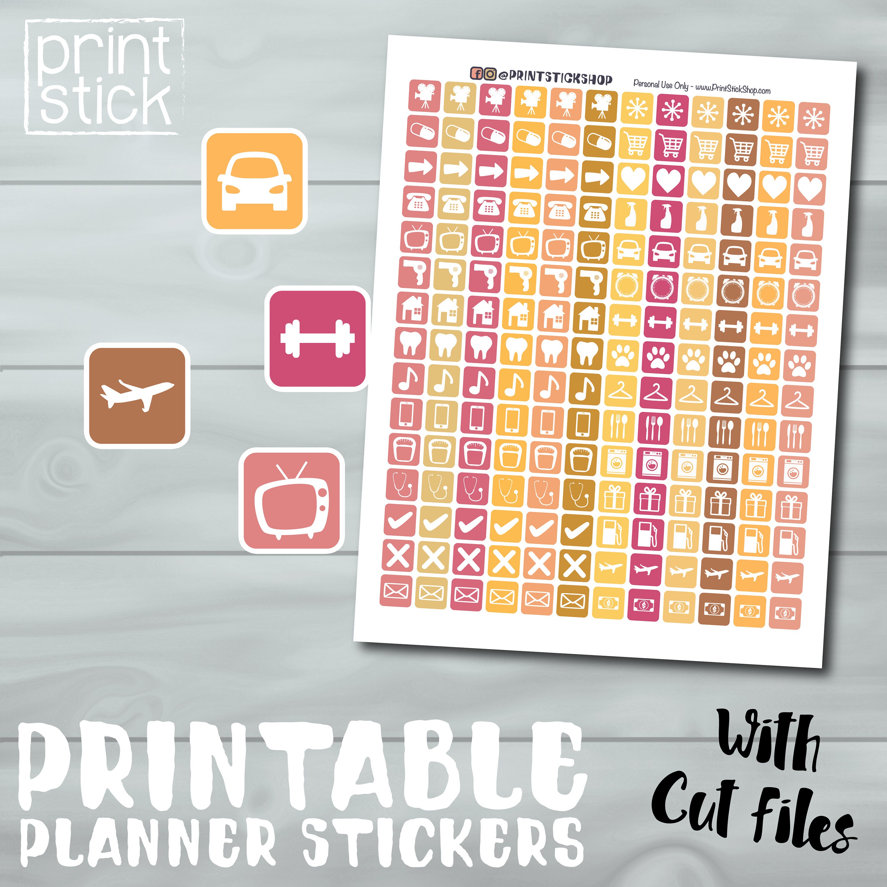 Icon Planner Stickers PRINTABLE Functional Planner Stickers | Etsy