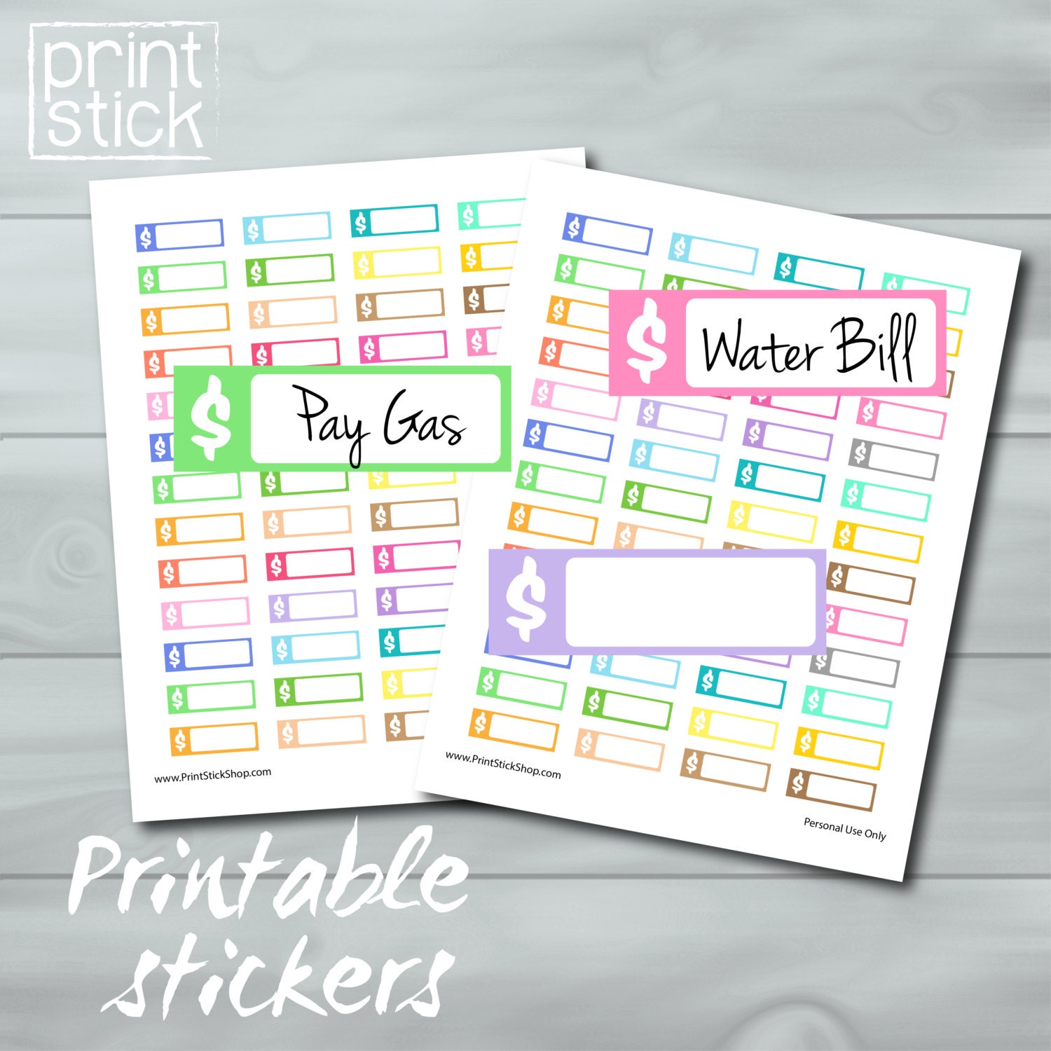 Bill Payment Stickers Finance Printable Stickers PRINTABLE - Etsy