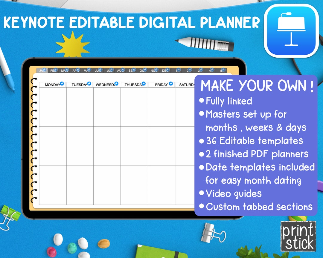 Editable Digital Planner Keynote - Use in Goodnotes Notability ...