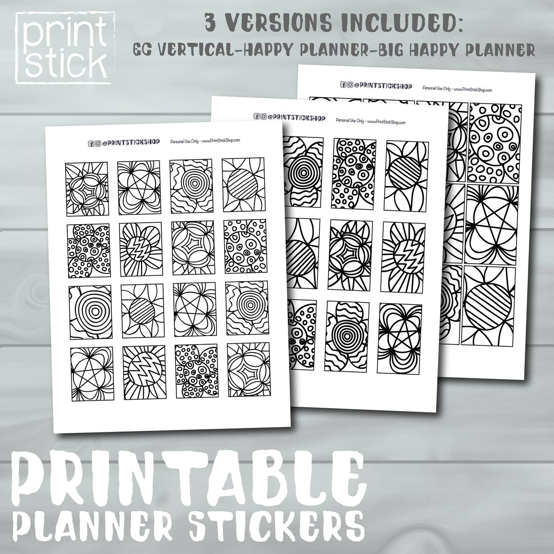 Coloring Planner Stickers - PRINTABLE Full Box Stickers. Includes 3 ...