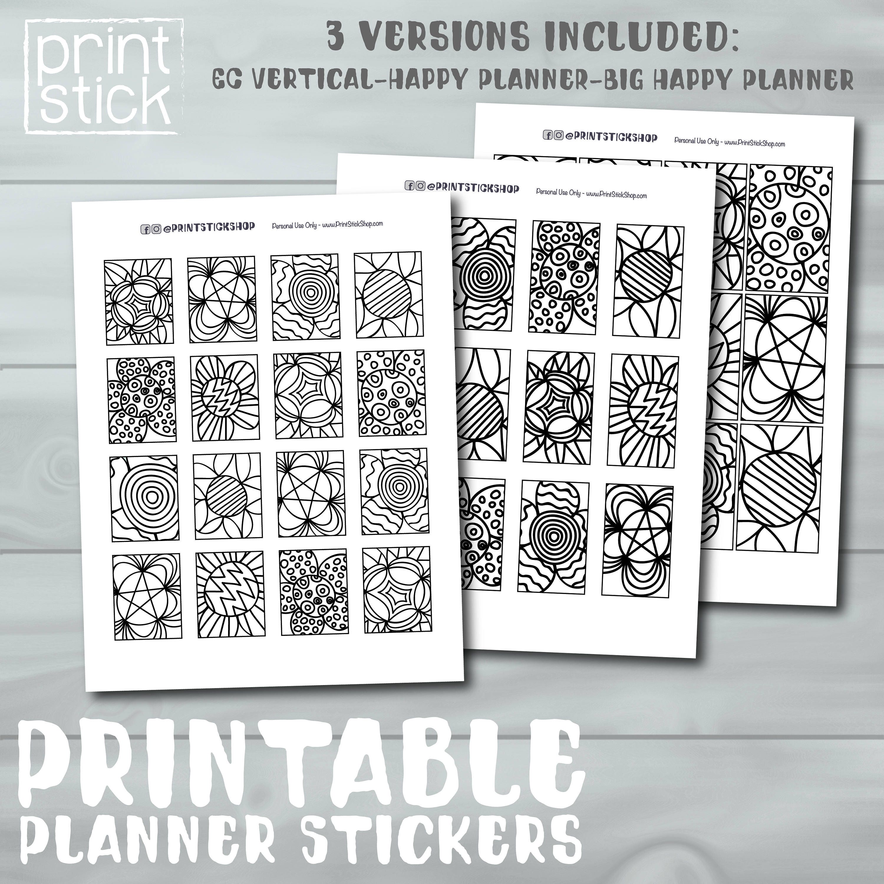 Coloring Planner Stickers PRINTABLE Full Box Stickers. - Etsy