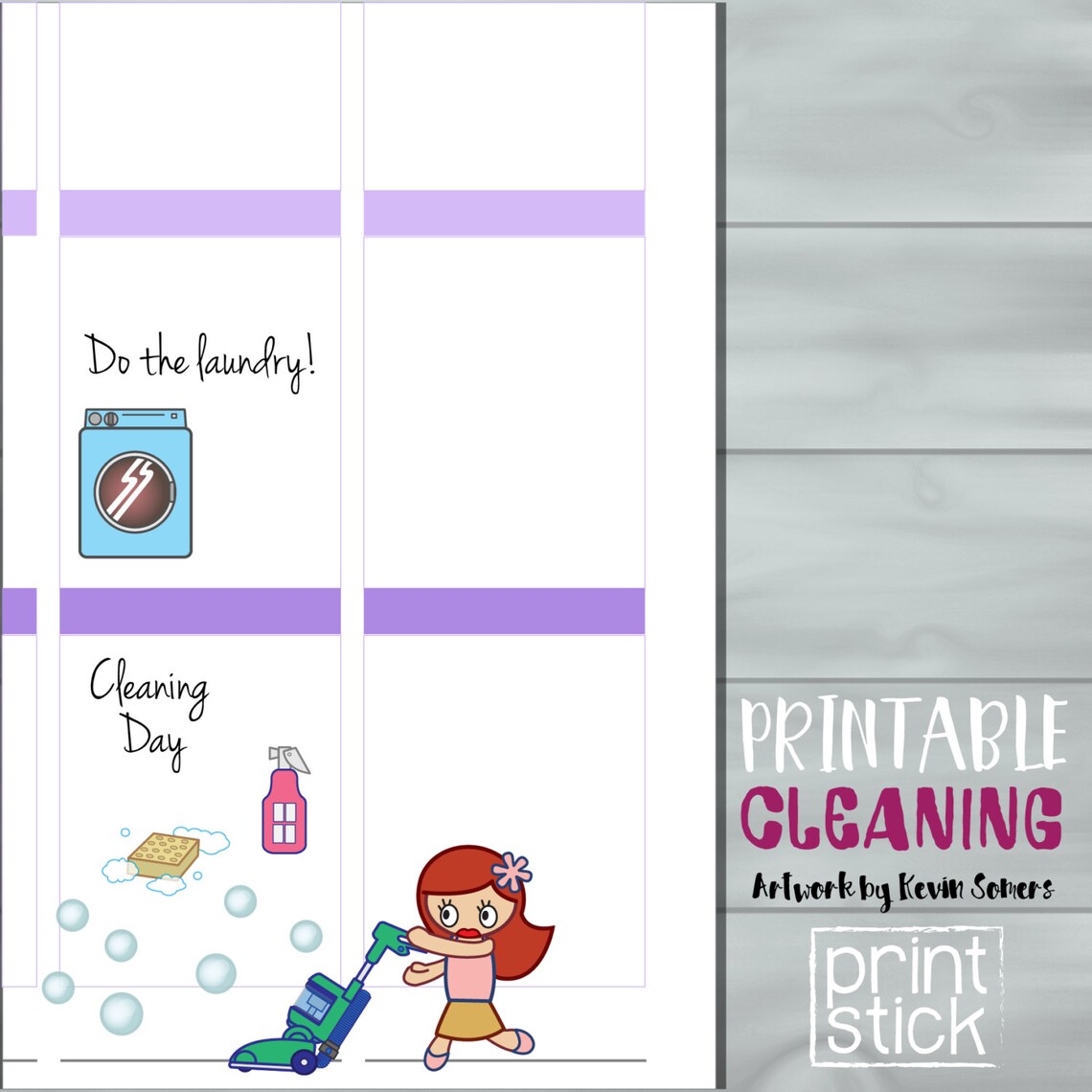 Cleaning Planner Stickers PRINTABLE Cleaning Boy and Girl | Etsy