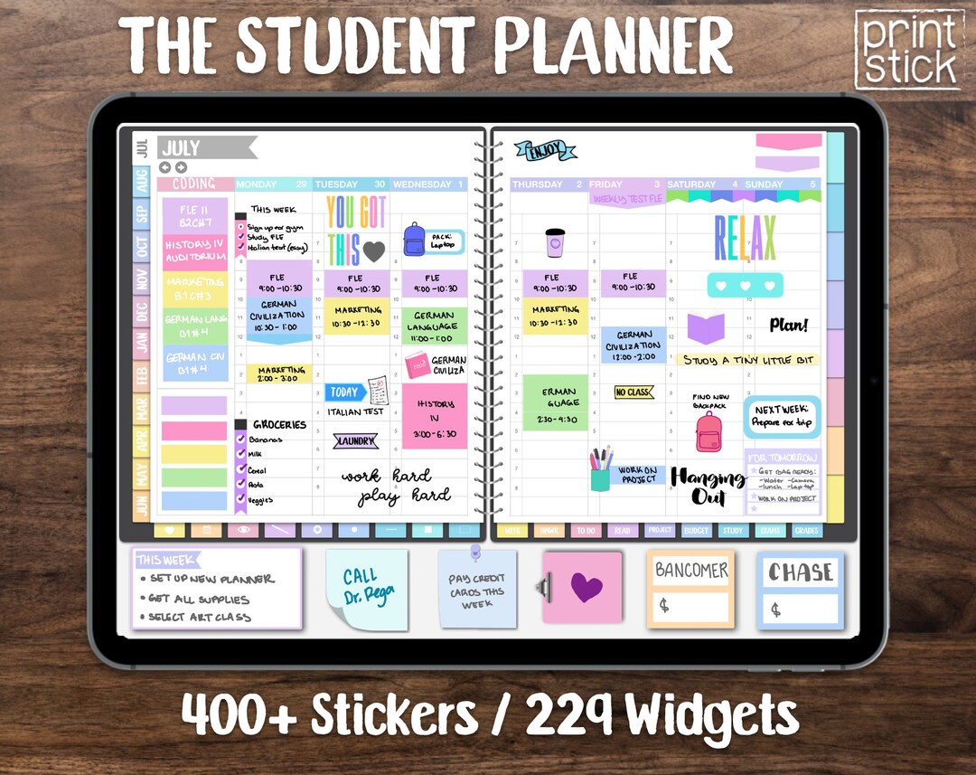 Student Planner Ipadgoodnotes UNDATED Digital Planner Notability ...