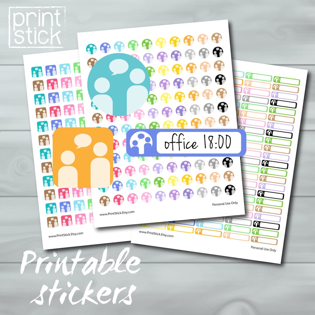 Meeting Icon Planner Stickers PRINTABLE - Track Meetings and Reunions ...
