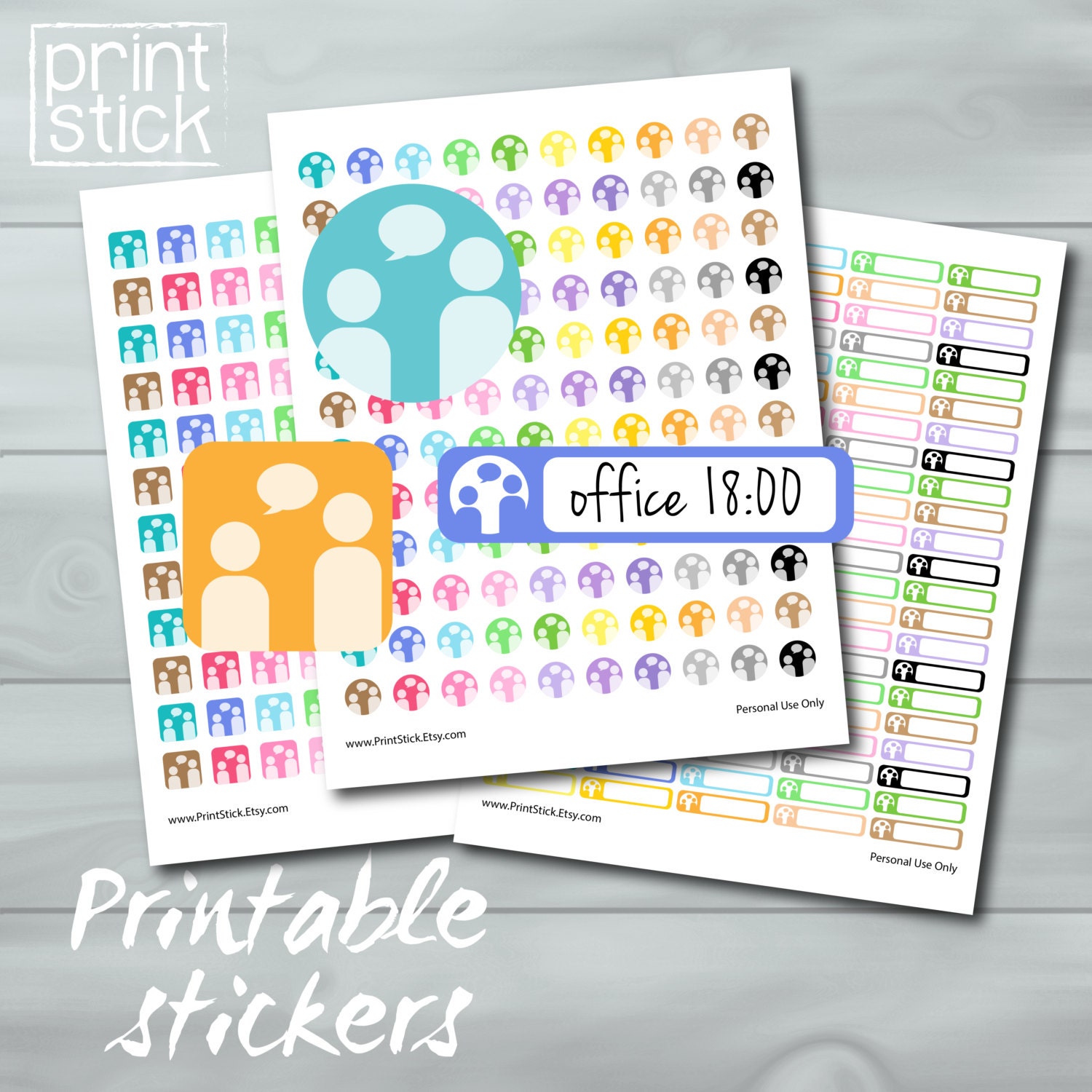 Meeting Icon Planner Stickers: Printable Reminder Set (JPG) - Etsy