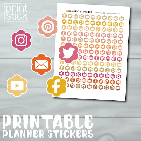 Social Media Printable Stickers Perfect for Your Erin | Etsy