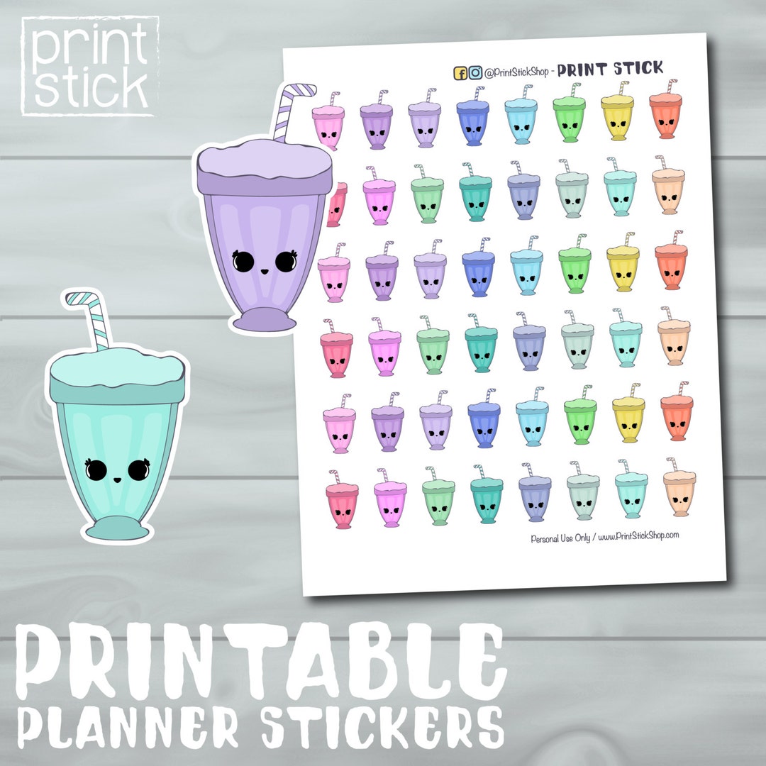 Milkshake Planner Stickers Printable - Kawaii Smoothie - Perfect for ...