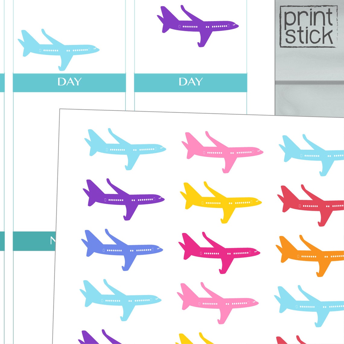 Airplane Stickers Printable Sheet Fits Erin Condren - Etsy