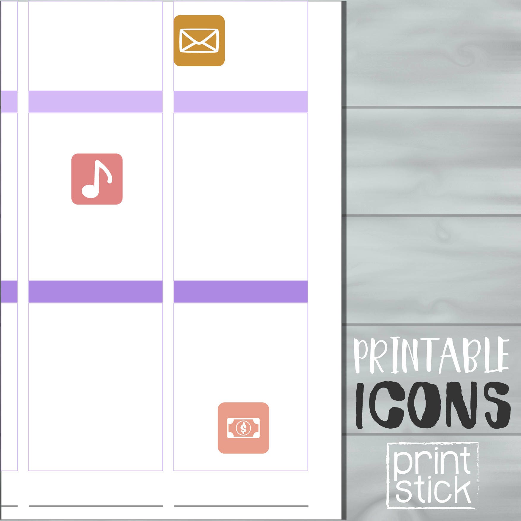 Icon Planner Stickers PRINTABLE Functional Planner Stickers | Etsy