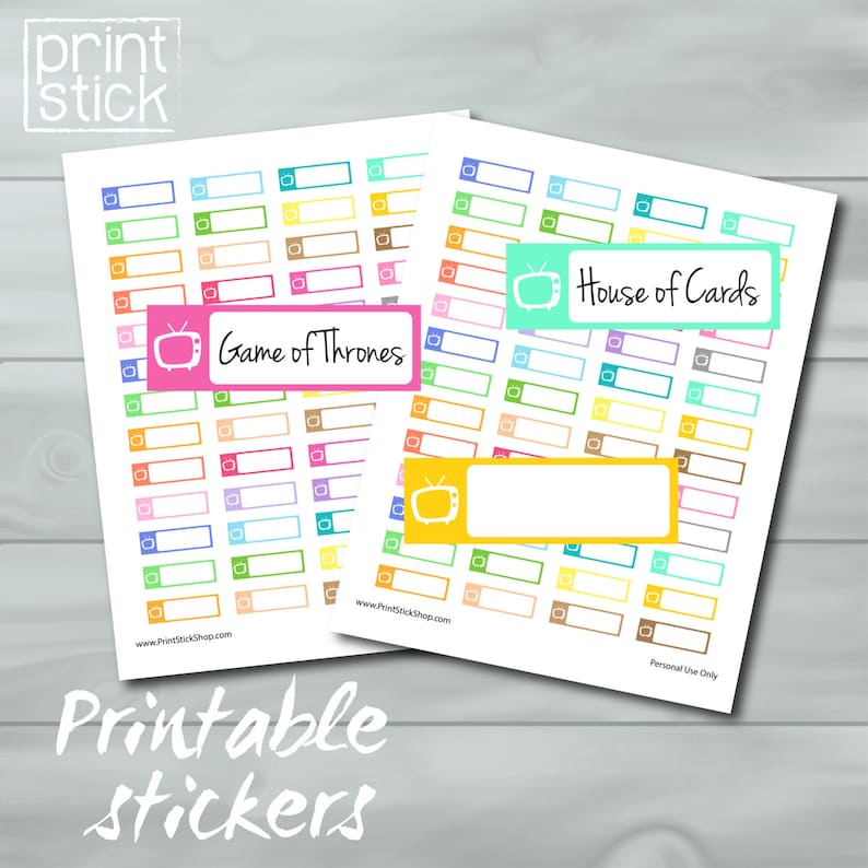 TV Planner Stickers PRINTABLE Keep Track of Your Favorite | Etsy