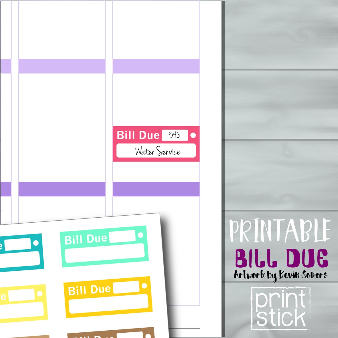 Bill Due Printable Stickers - Finance Stickers - Includes a Big Happy ...