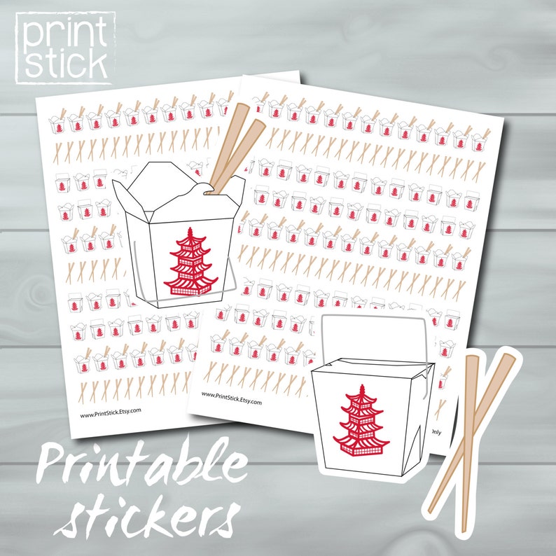 Chinese Takeaway Planner Stickers (printable JPG) - Etsy