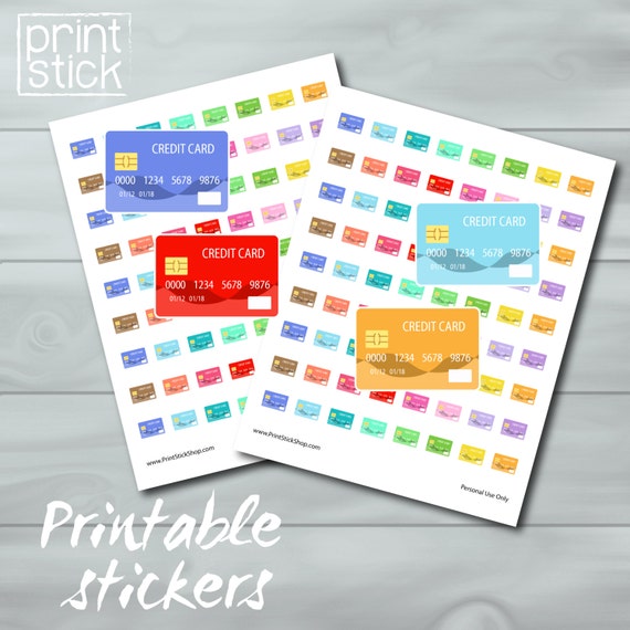 Credit Card Stickers Printable JPG Sheet Fits Erin Condren | Etsy