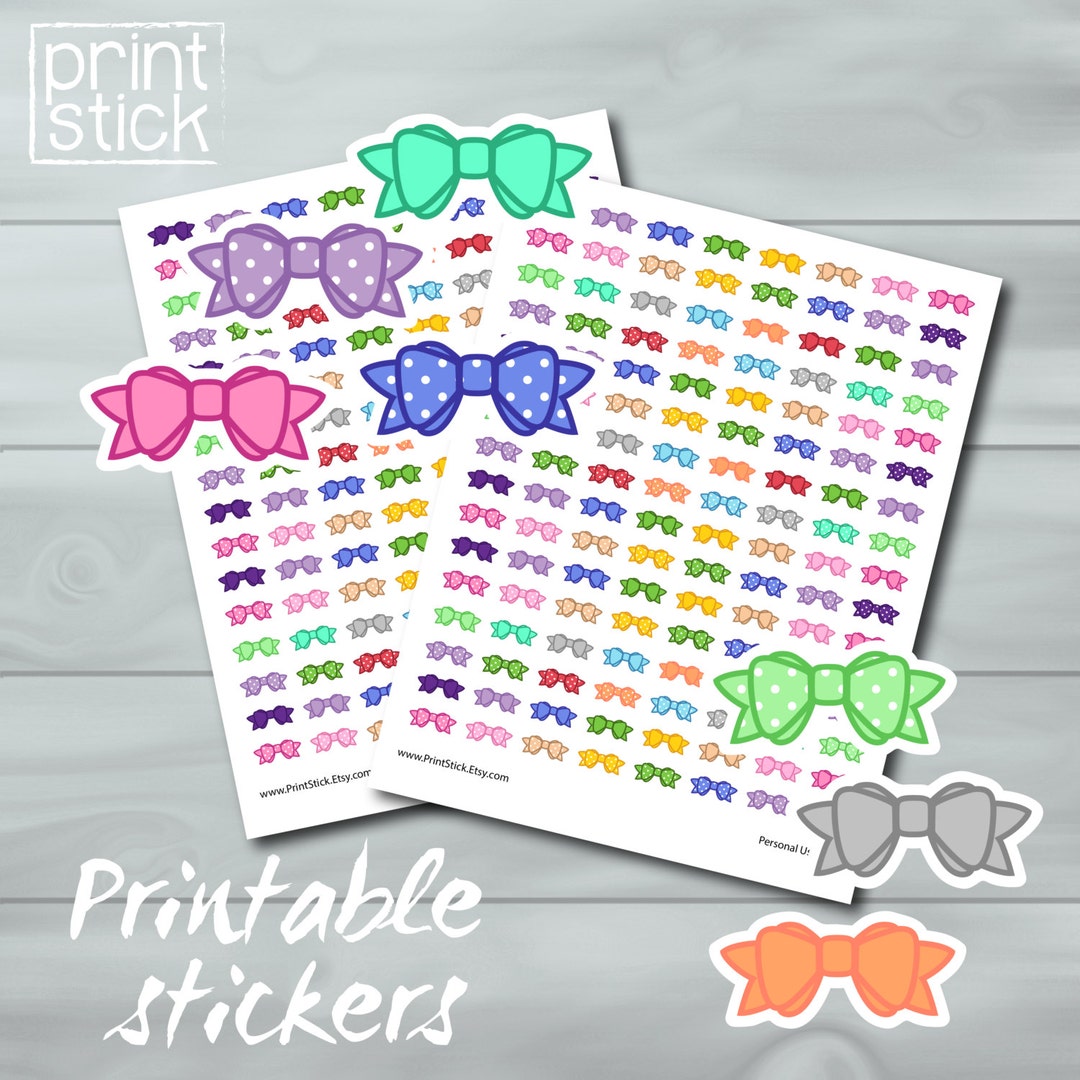 Rainbow Bow Printable Stickers - Perfect for Your Erin Condren Planner ...