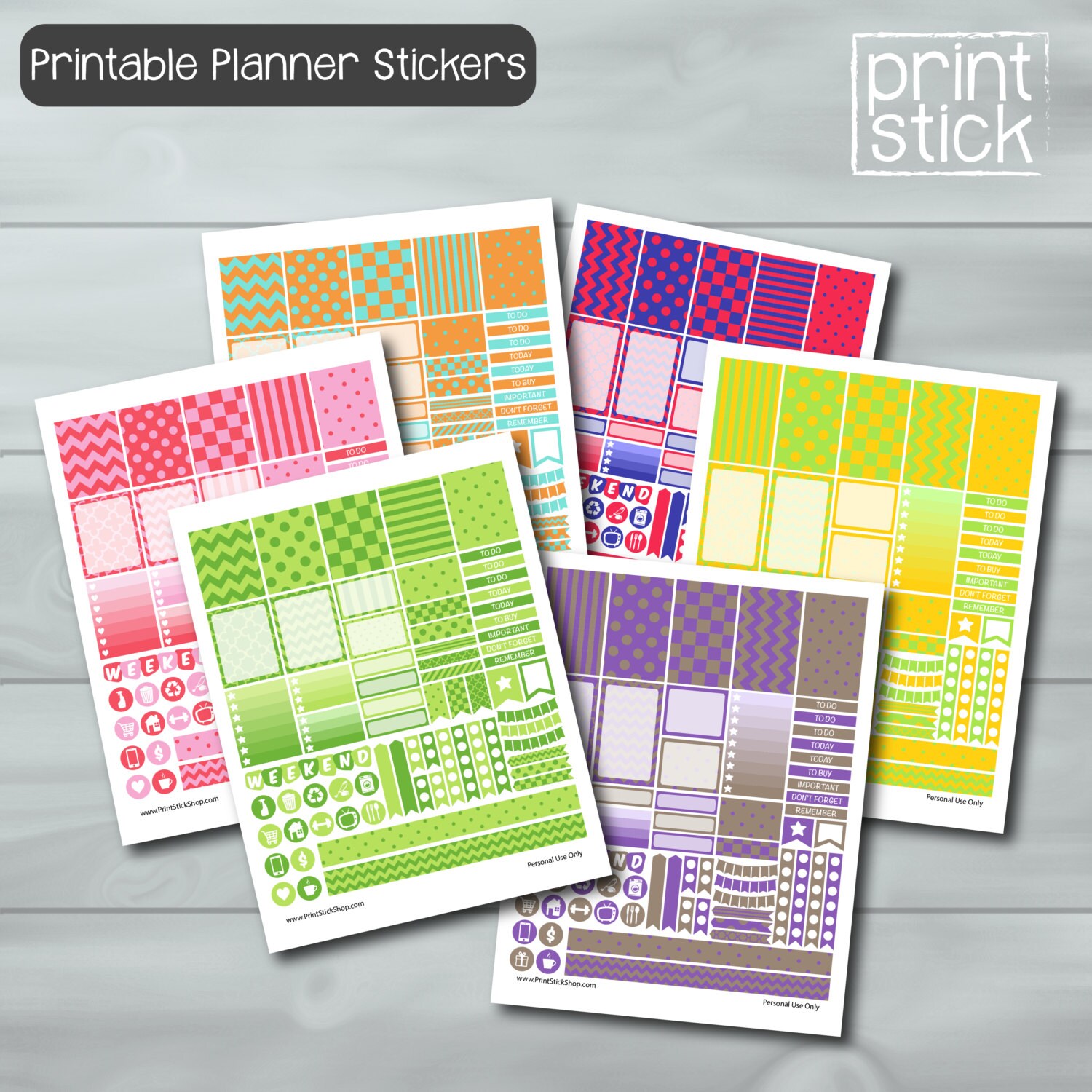 Printable Planner Stickers Yearly Printable Bundle Fits | Etsy