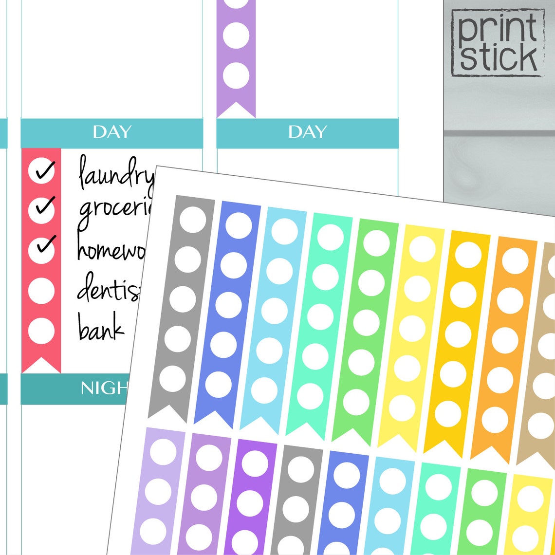 Printable Checklists PRINTABLE Stickers Checklist Flags | Etsy