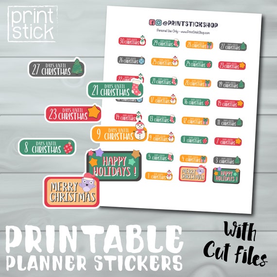 Christmas Countdown Stickers PRINTABLE Winter Planner | Etsy