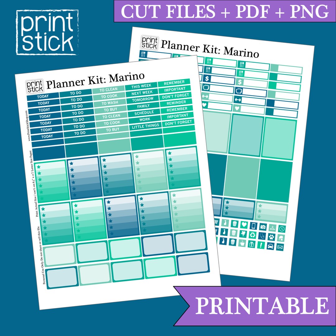 Blue Weekly Planner Stickers -printable Sticker Bundle -erin Condren ...