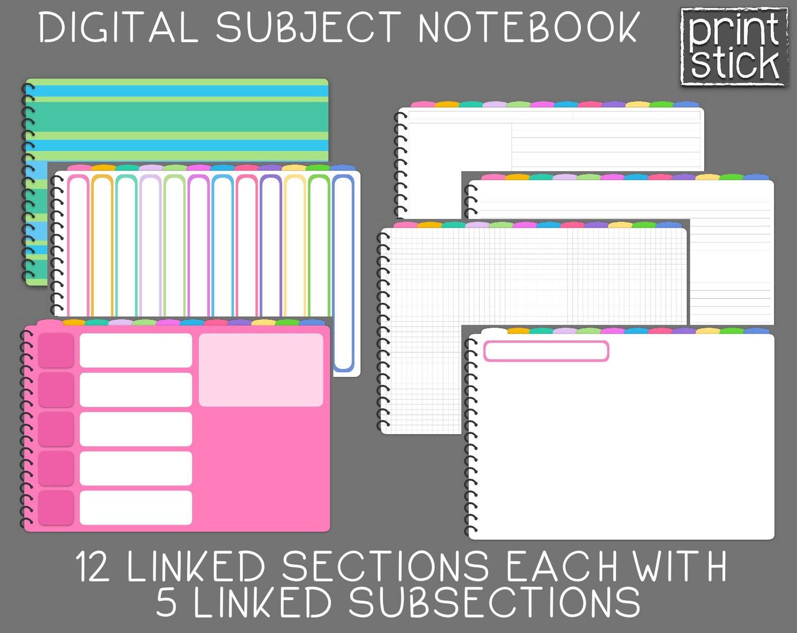 Horizontal Digital Subject Notebook for Goodnotes / Ipad - Etsy
