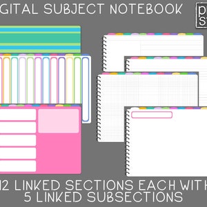 Horizontal Digital Subject Notebook for Goodnotes / iPad Landscape ...