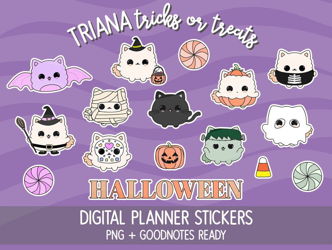 Kawaii Halloween Stickers Digital Planner Stickers Goodnotes iPad ...