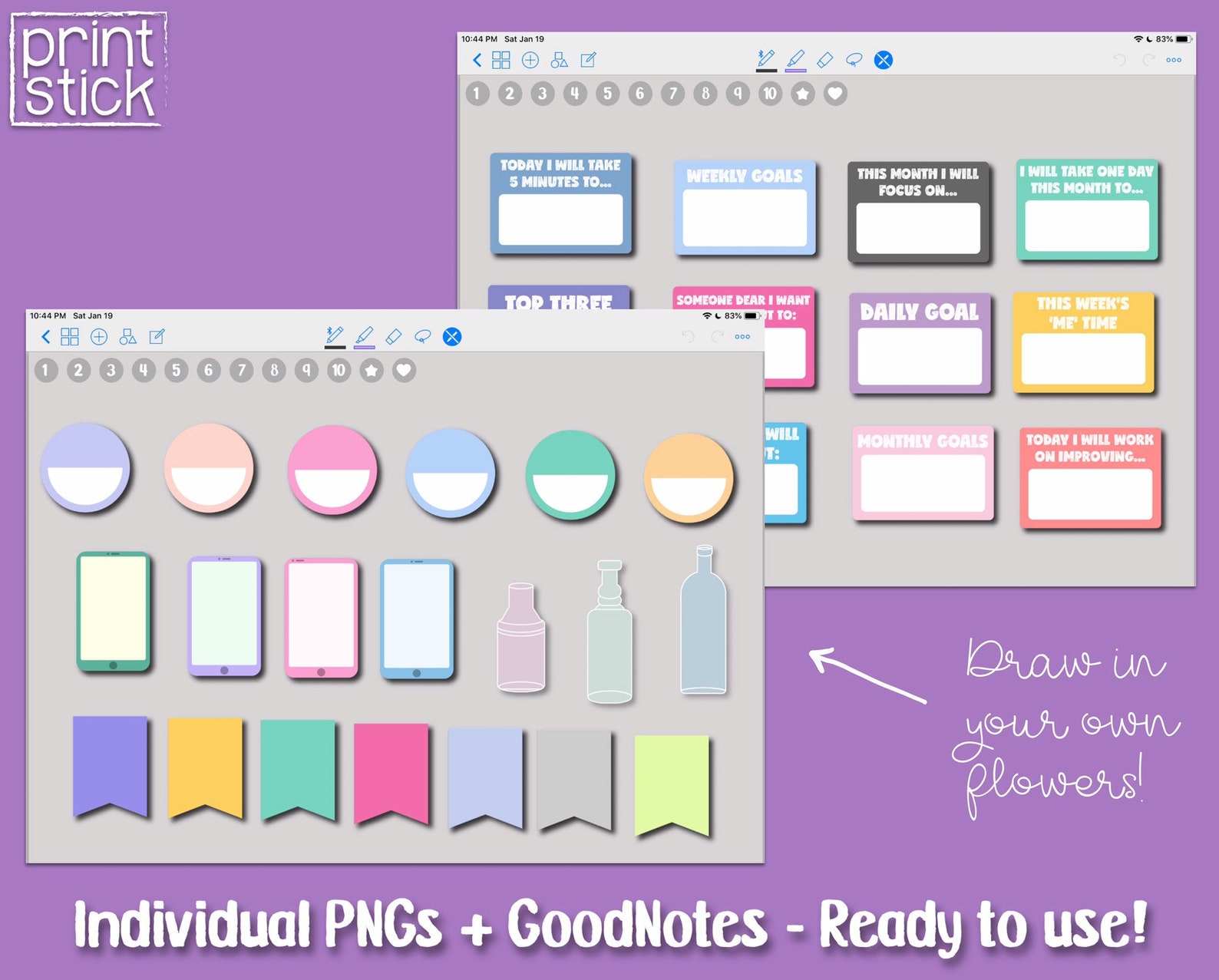 Digital Stickers for Goodnotes Ipad Planner Stickers Goodnotes | Etsy
