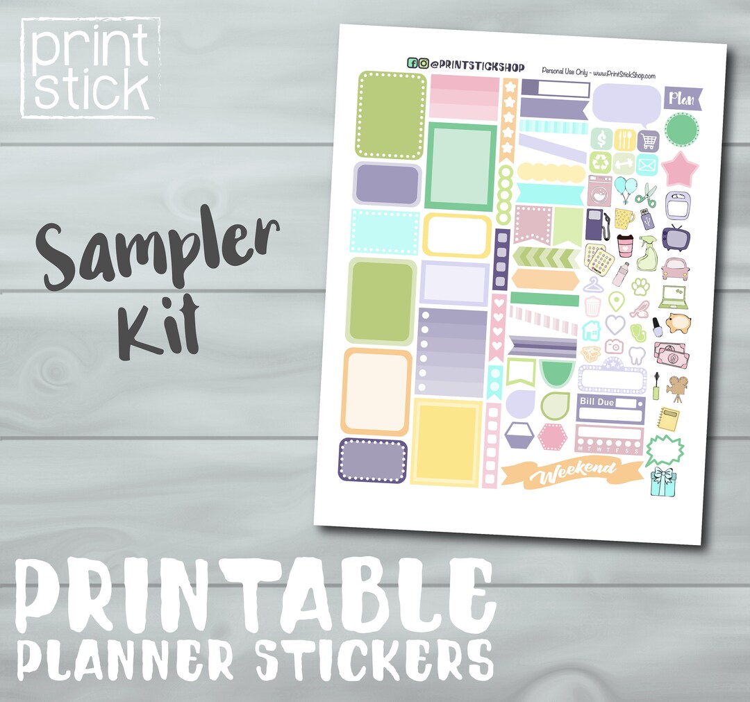 Sampler Planner Stickers - Printable Planner Stickers for Erin Condren ...