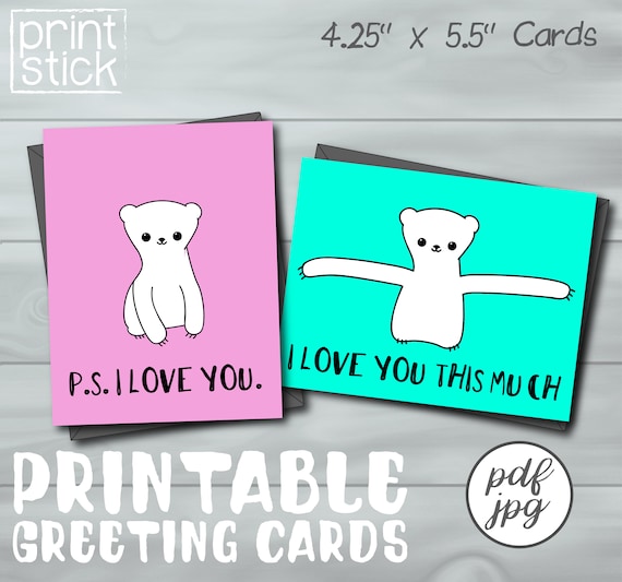 Love You Card Printable Blank Love Cards | Etsy