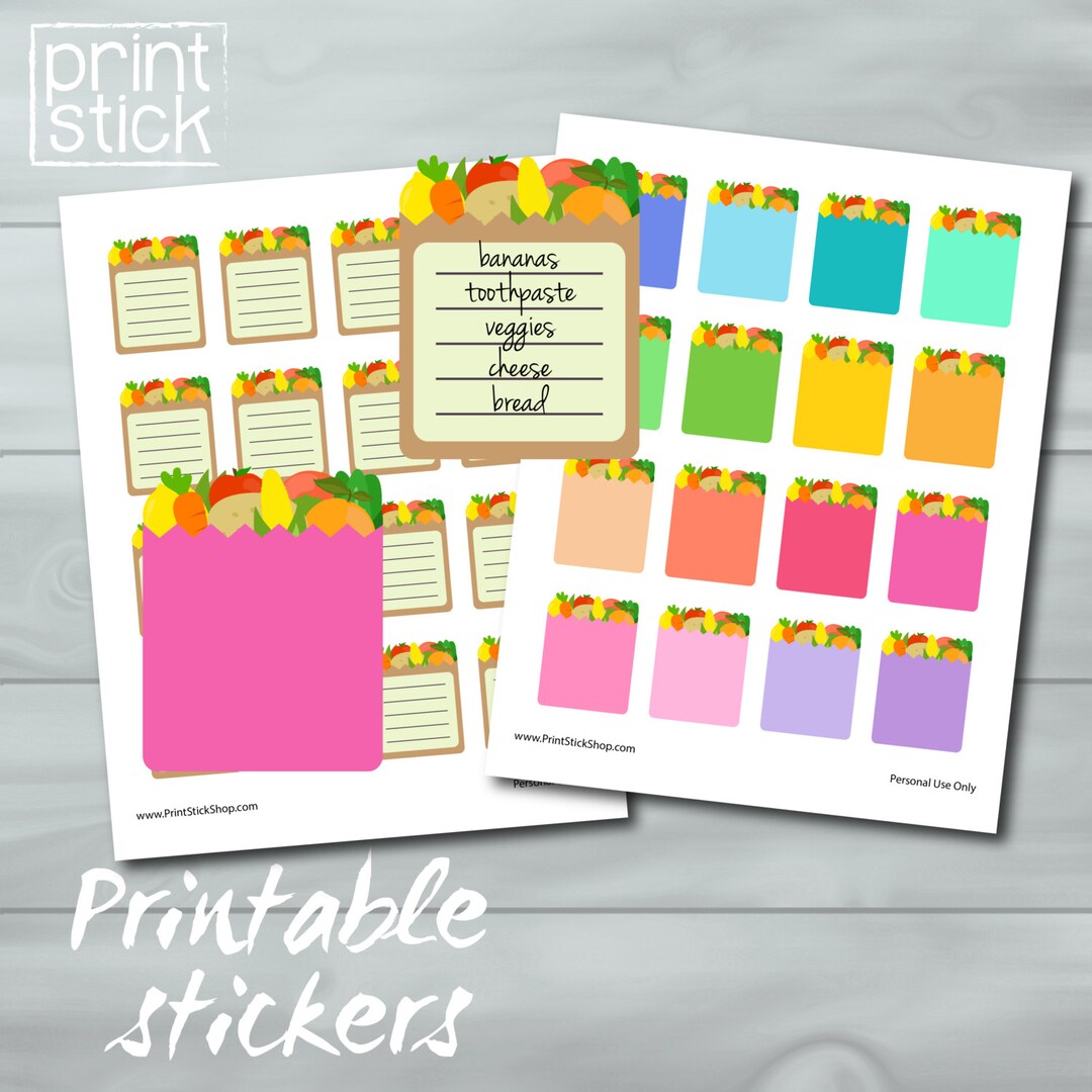 Grocery List Stickers - Groceries Planner Stickers - PRINTABLE JPG ...