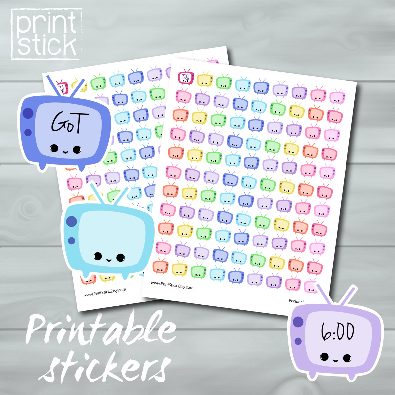 Kawaii TV Planner Stickers PRINTABLE Keep Track of Your | Etsy