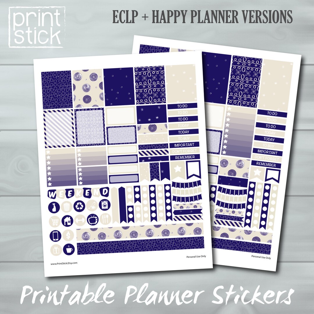 Navy Planner Stickers - PRINTABLE .jpg Sheet - 2 Versions: Happy ...