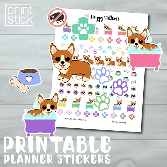 Corgi Planner Stickers PRINTABLE Corgi Dog Stickers Pet | Etsy