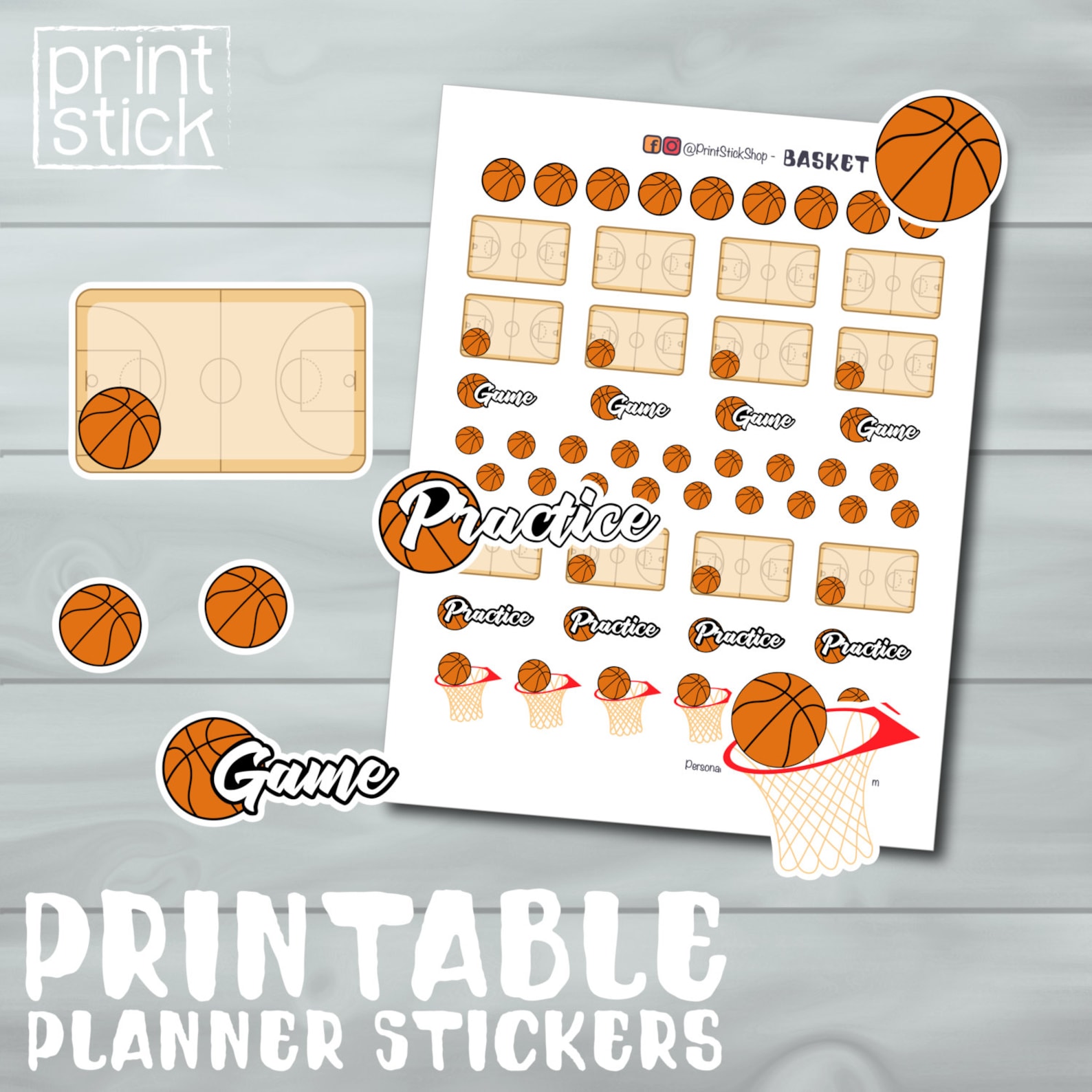 Basketball Planner Stickers PRINTABLE Keep Track of Every | Etsy