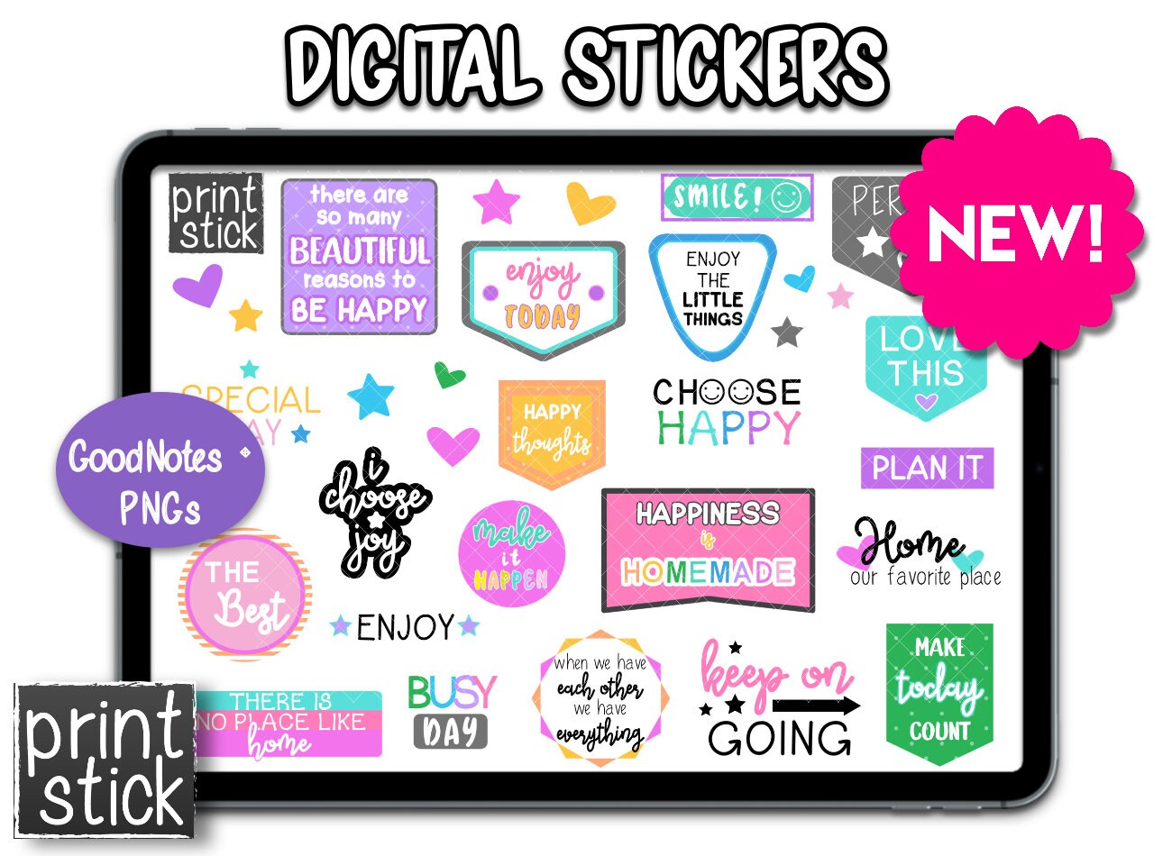 Positive Digital Stickers GoodNotes iPad Planner Stickers For | Etsy