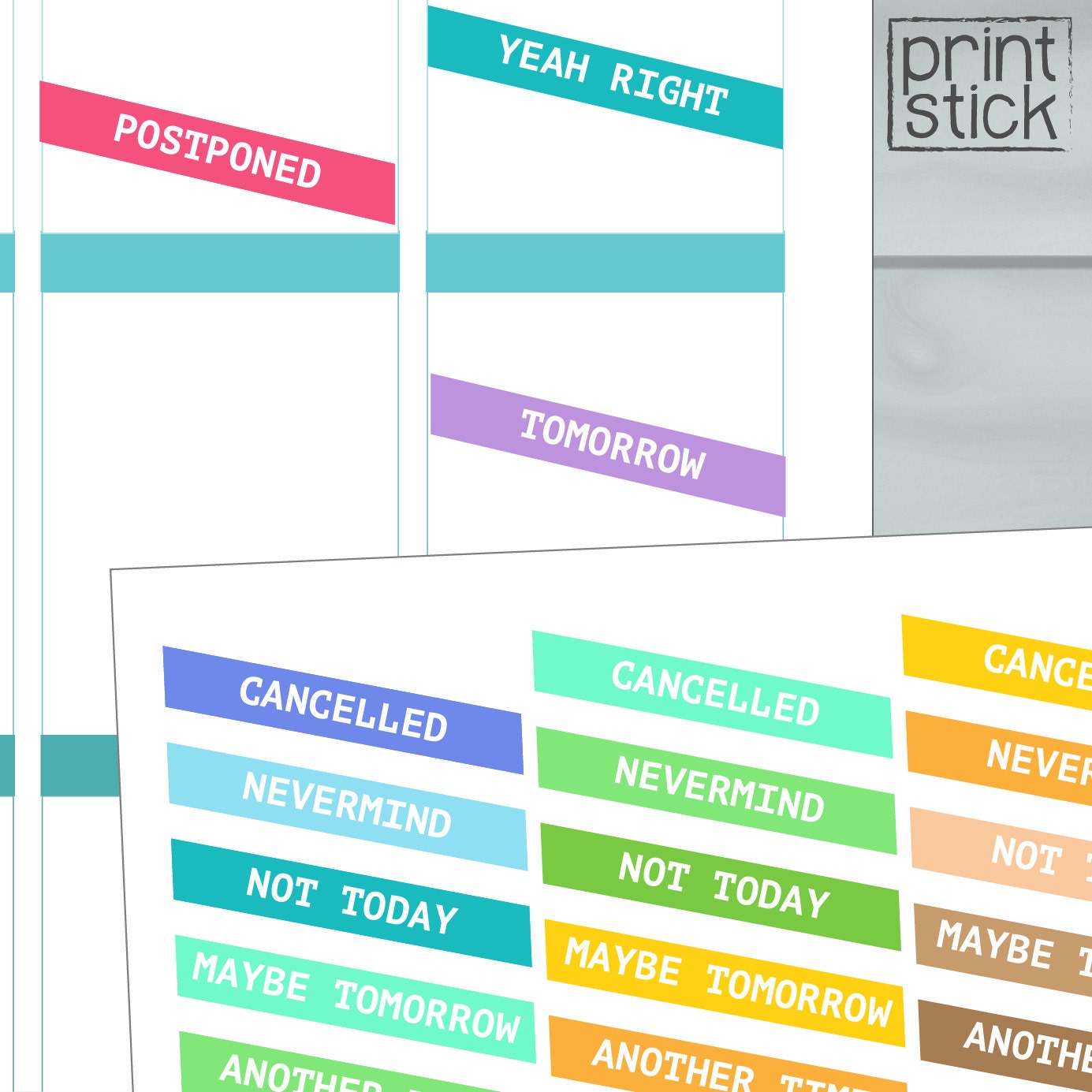 Printable Cancellation Stickers / Postponed Planner Stickers | Etsy