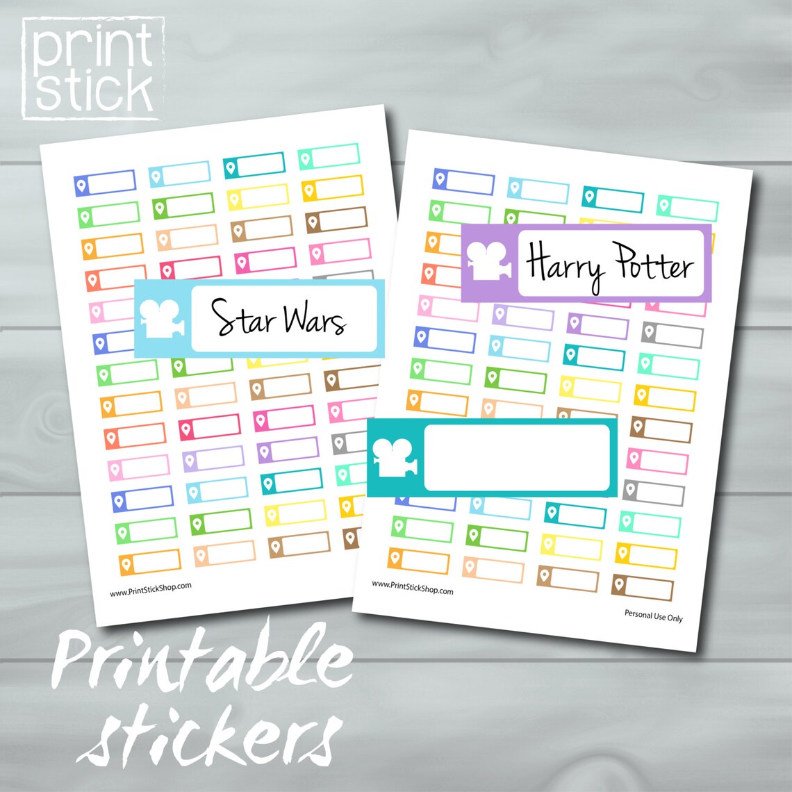 Movie Planner Stickers Film Printable Stickers PRINTABLE - Etsy