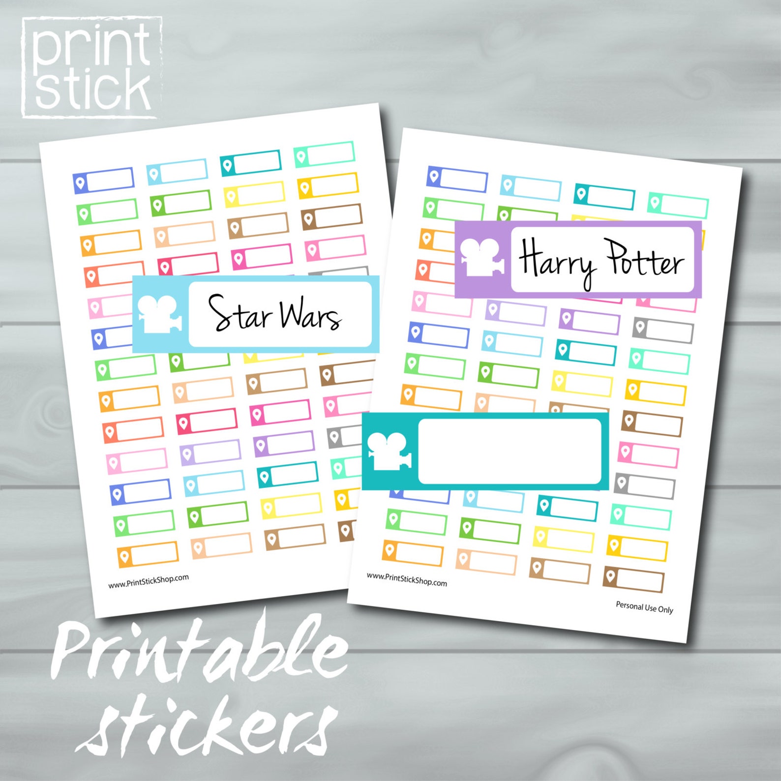 Movie Planner Stickers Film Printable Stickers PRINTABLE - Etsy
